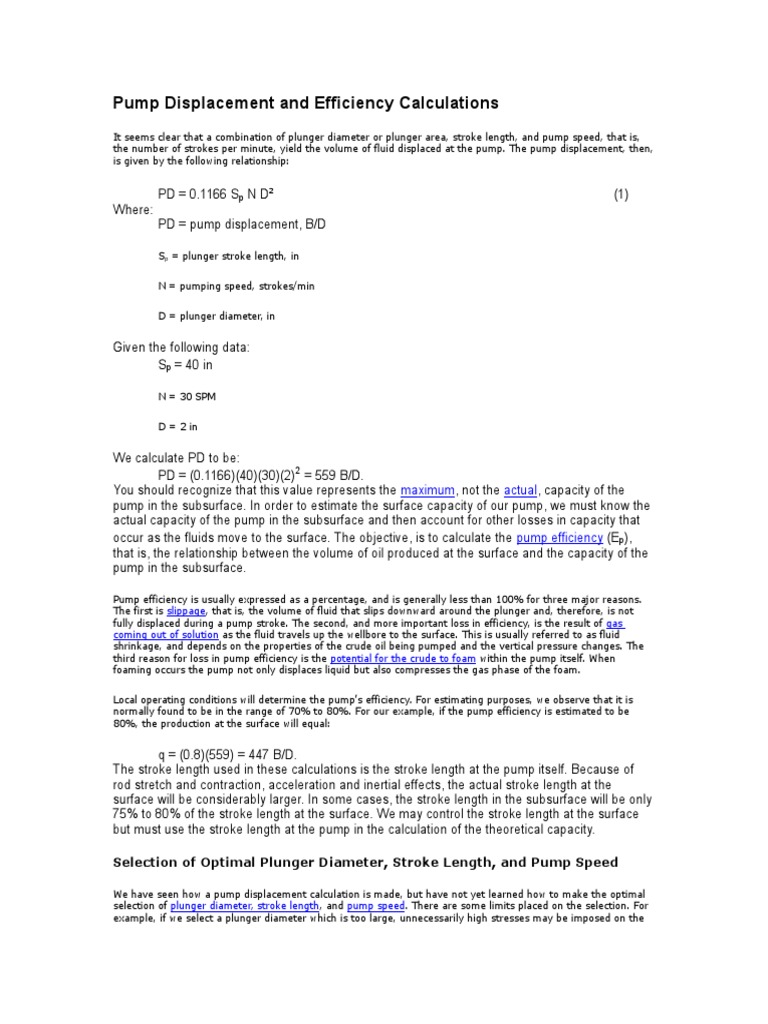 Rod Pump Design and Efficiency Calculations | PDF | Torque | Pump