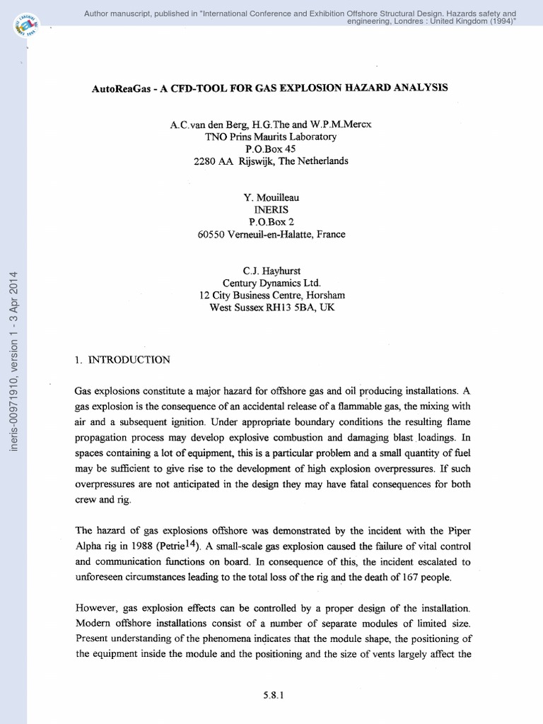 CFD Simulation For Gas Explosions | PDF | Explosion | Fluid Dynamics