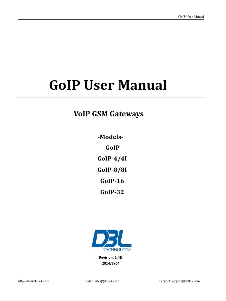 GoIP Series User Manual V1.4B | PDF | Session Initiation Protocol | Ip Address