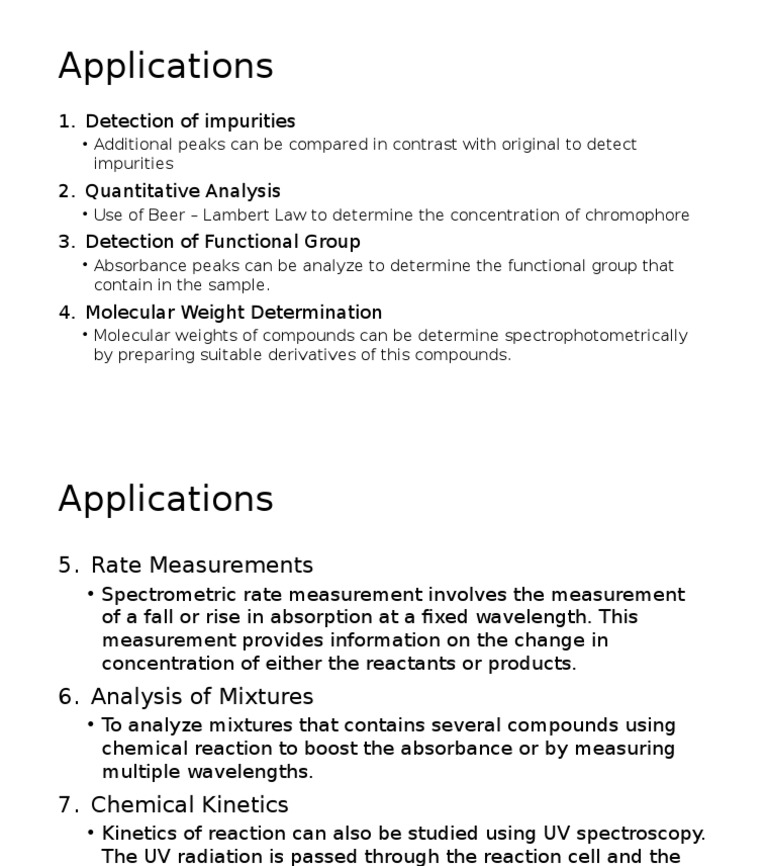 UV Spectroscopy Applications Guide | PDF