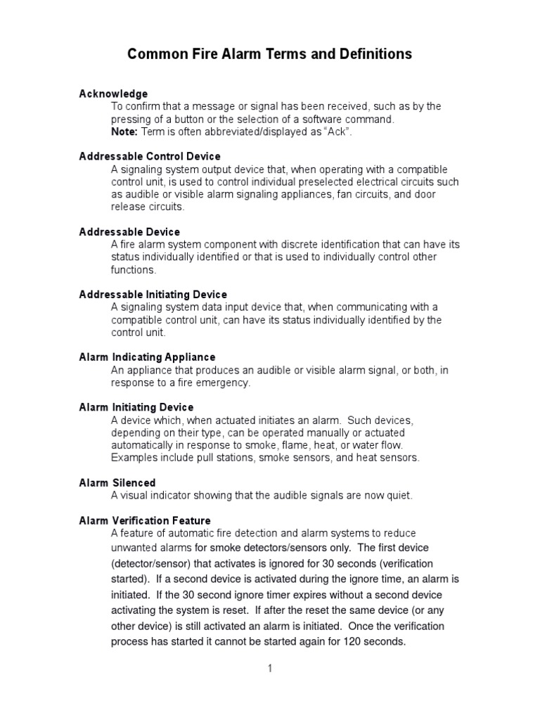 Fire Alarm Terms and Definitions (Rev. A) | PDF | Electrical Connector ...