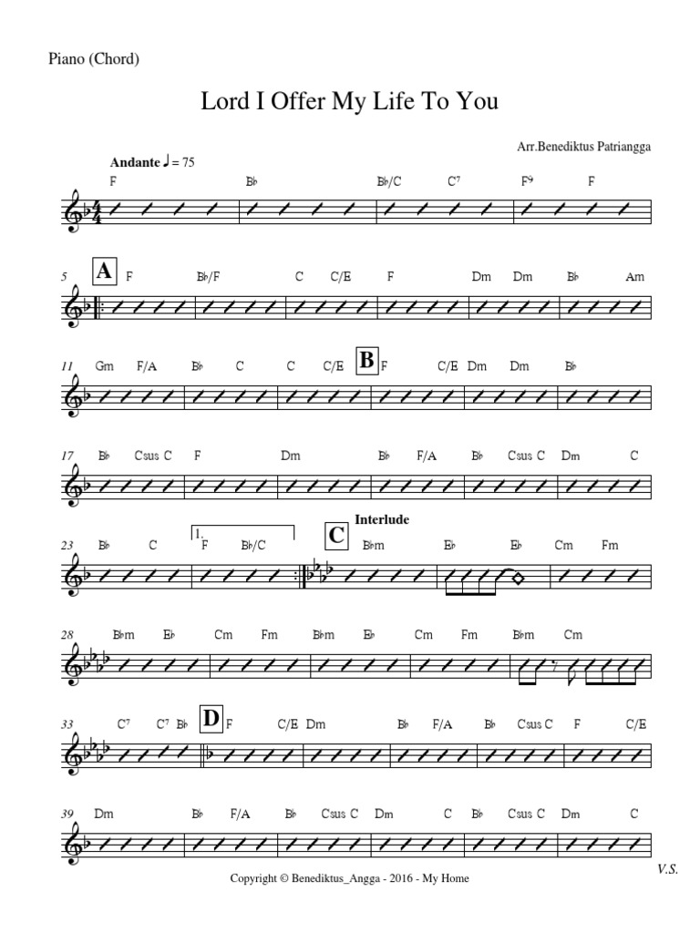 Lord I Offer My Life To You (Angga) - Piano (Chord Guide) | PDF