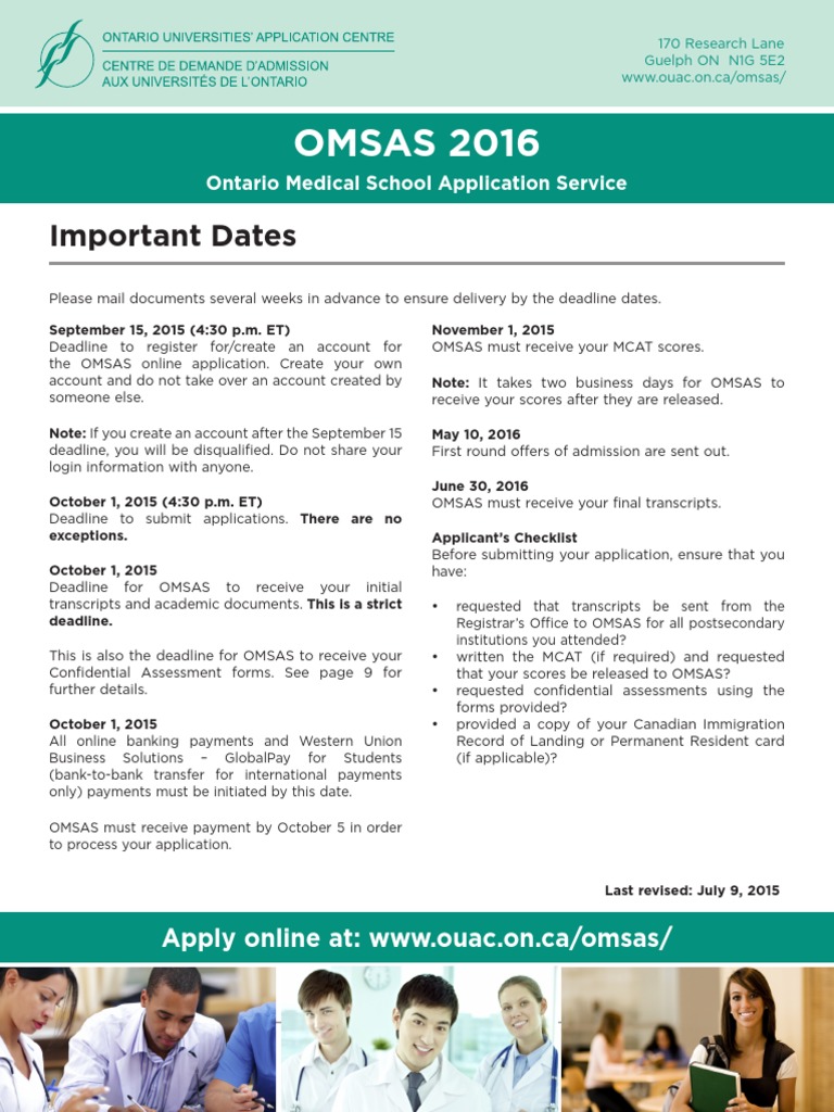 OMSAS 2016 Application Deadlines | PDF | Criminal Record | University ...