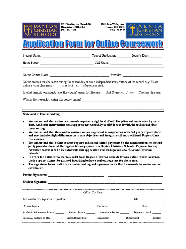 Application Form For Online Course Work PDF | PDF