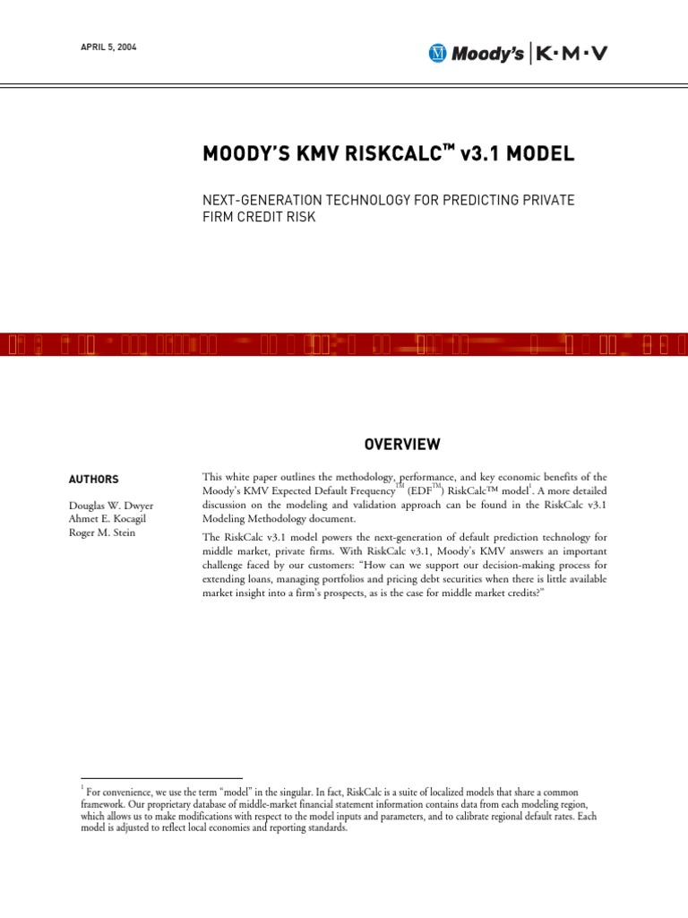 RiskCalc 3.1 Whitepaper | PDF | Moody's Investors Service | Risk