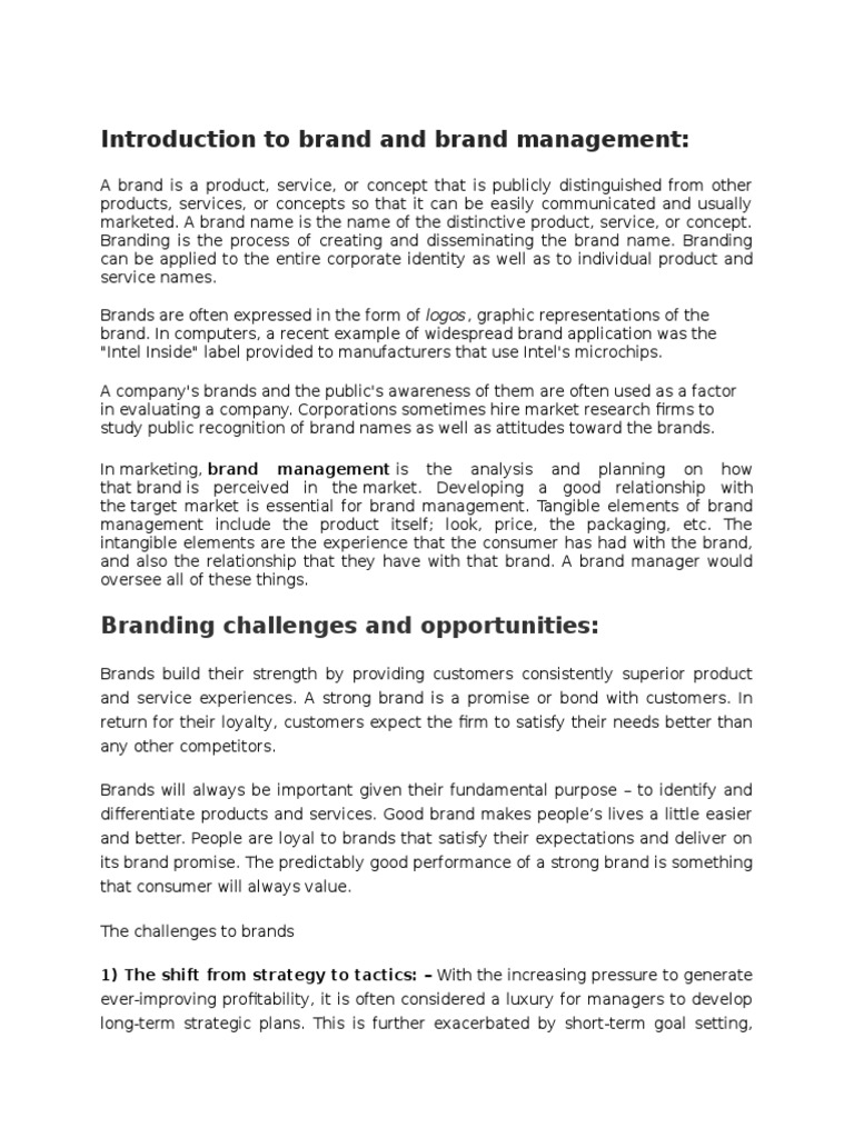 Introduction to Brand Management | PDF | Brand | Brand Management
