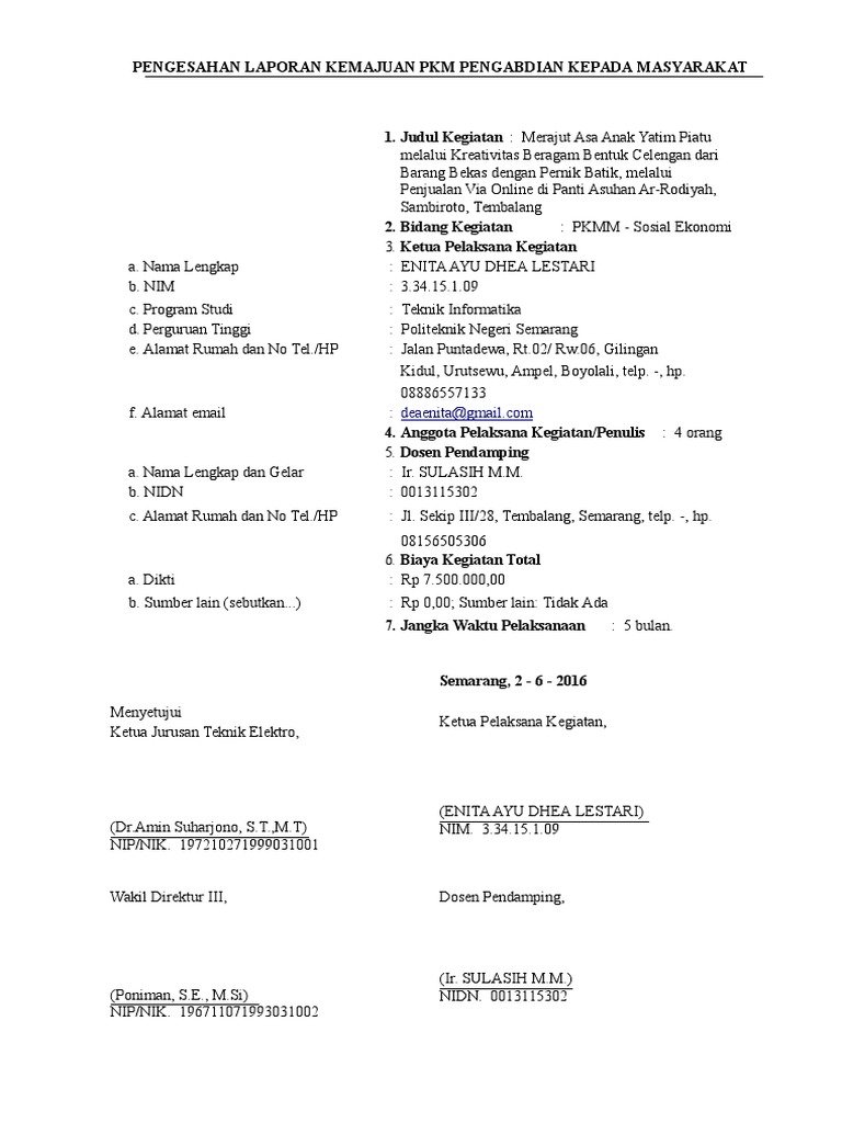 Lembar Pengesahan PKM | PDF | Ilmu Sosial