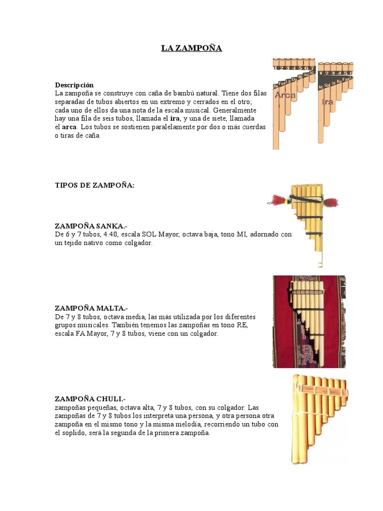 Tipos y características de zampoñas | PDF | Tecnología musical ...