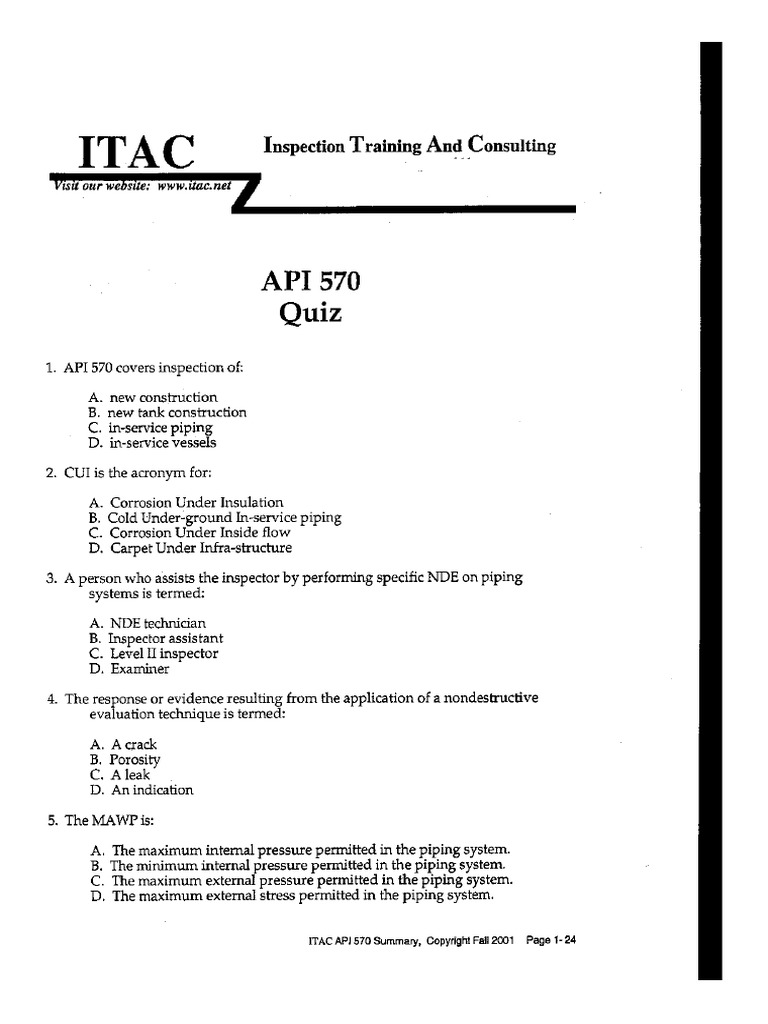 API 570 Exam Samples | PDF