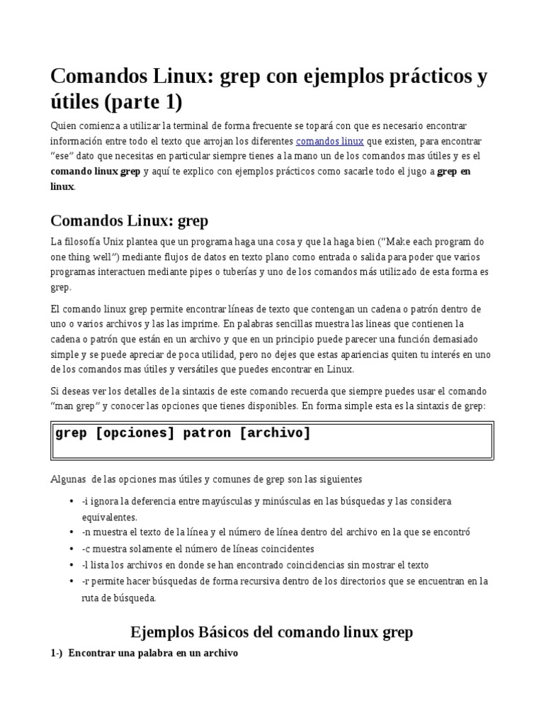 Grep Con Ejemplos Prácticos y Útiles | PDF | Archivo de computadora ...