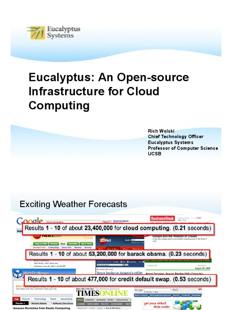 Eucalyptus: An Open-Source Infrastructure For Cloud Computing | PDF | Cloud Computing ...