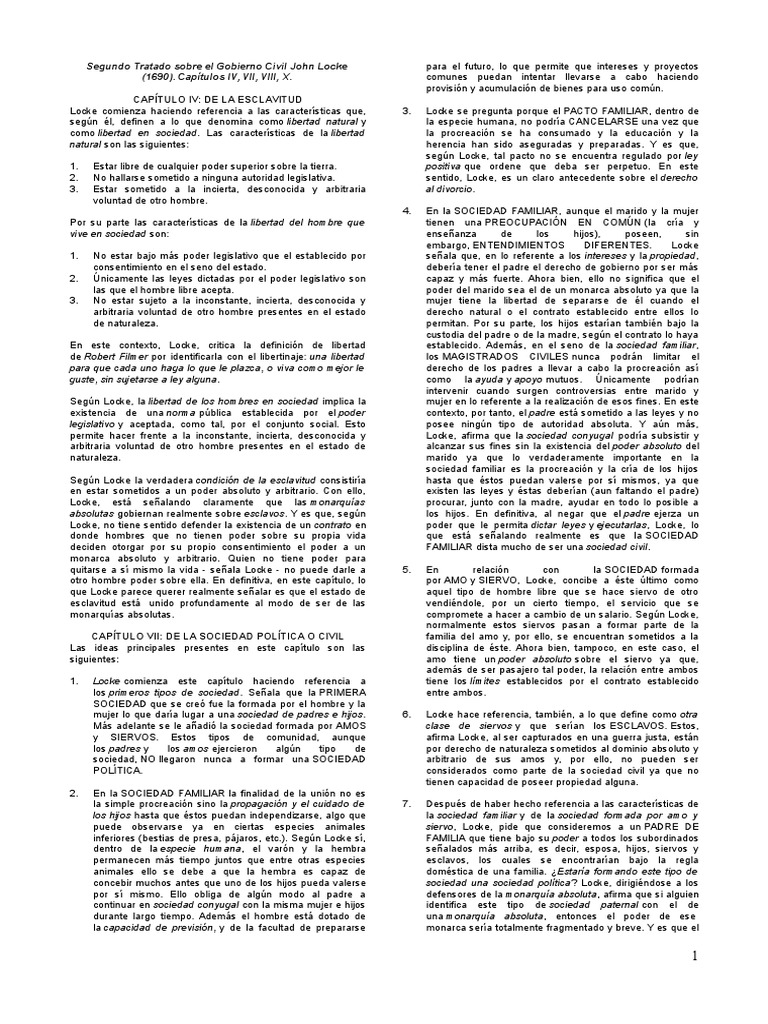 Locke - Resúmen | PDF | John Locke | Estado (política)