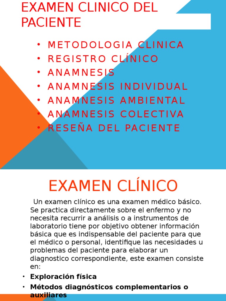 Examen Clinico Del Paciente | PDF | Examen físico | Clínica