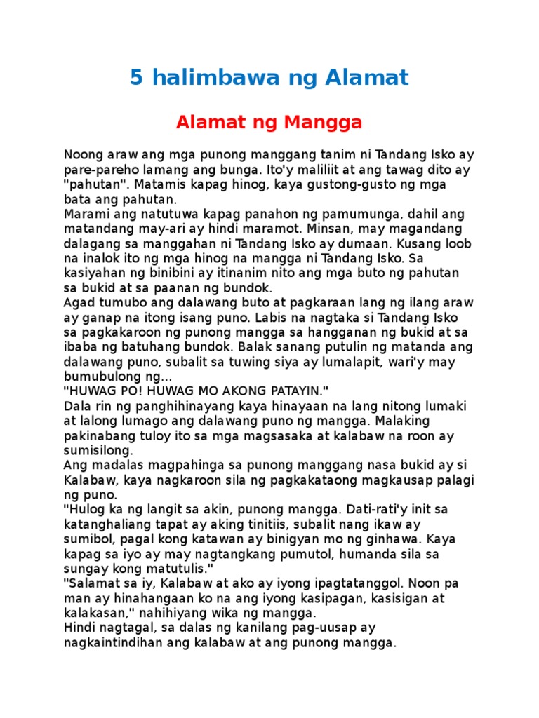 Halimbawa NG Alamat | PDF