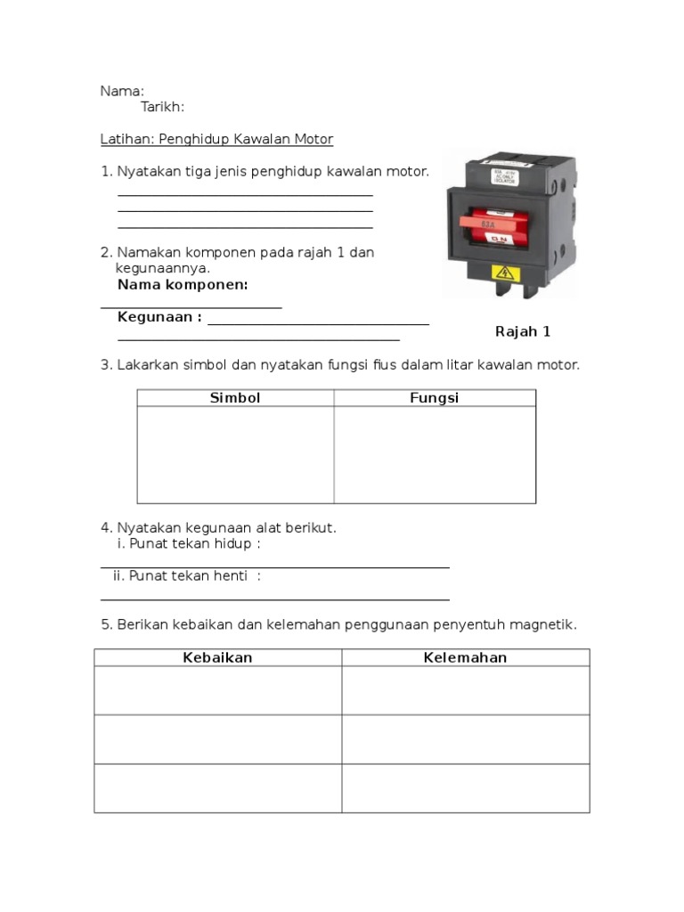 Latihan Komponen Kawalan Motor | PDF