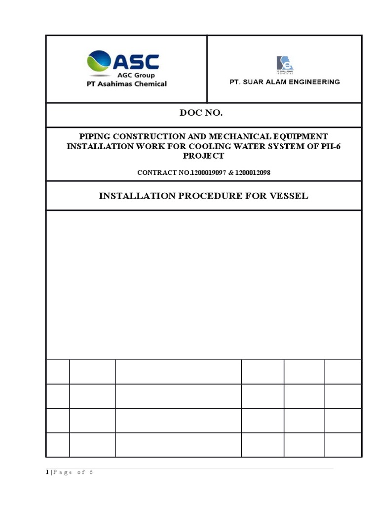 Pressure Vessel Installation Procedure | PDF | Crane (Machine) | Forklift