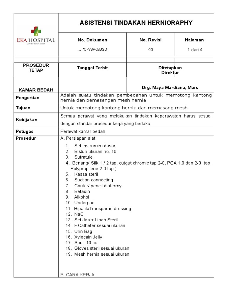 Fix Sop Hernioraphy | PDF