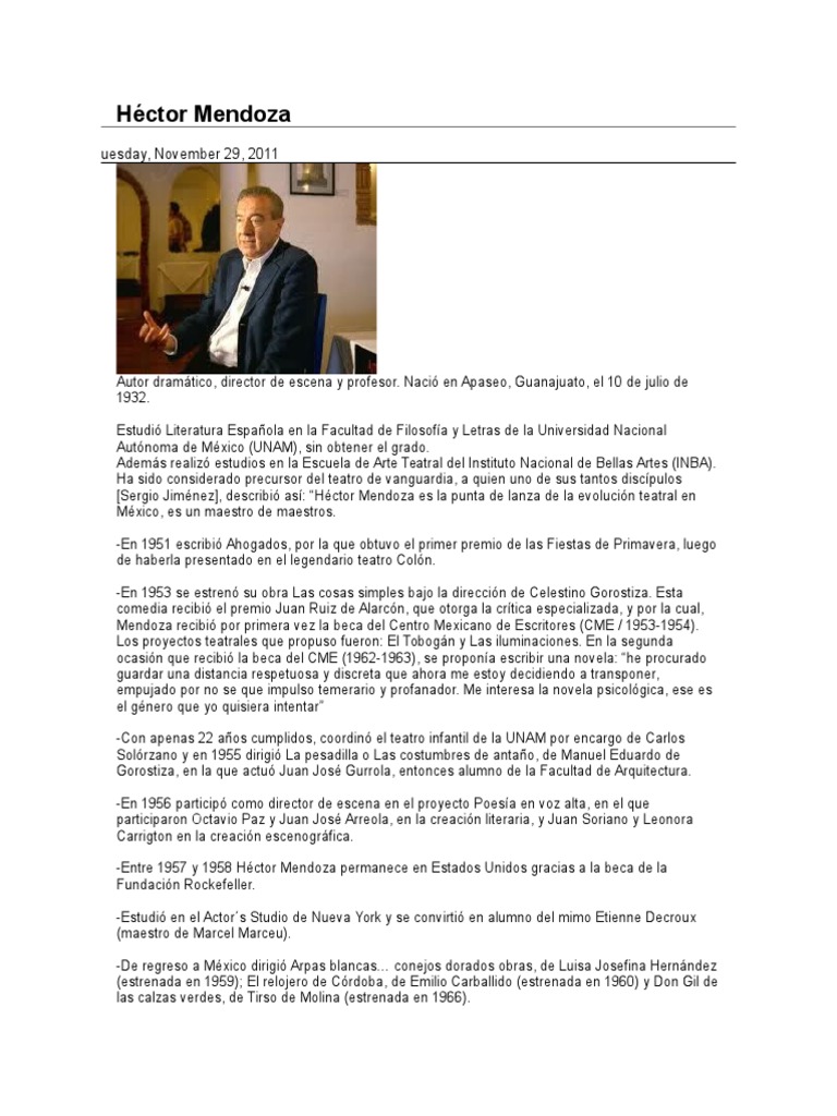 Héctor Mendoza | PDF | Teatro | Verdad