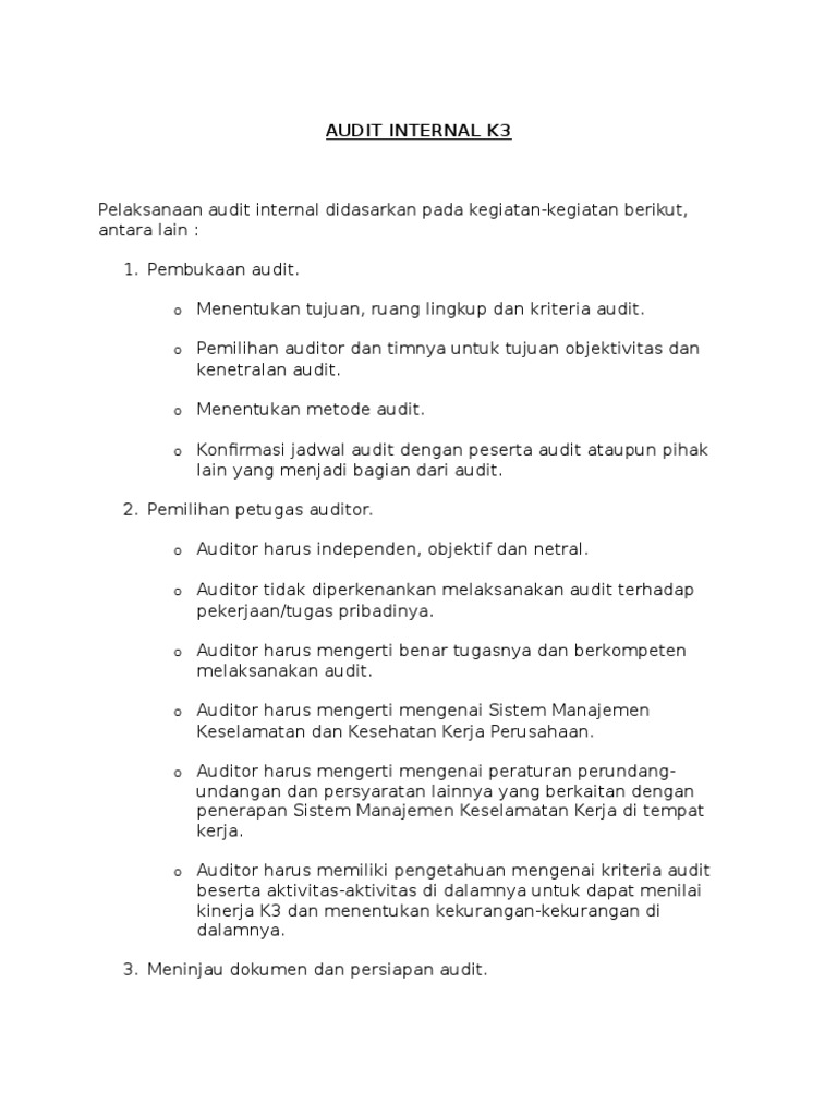Audit Internal K3 | PDF