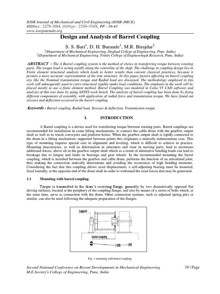 Design and Analysis of Barrel Coupling | PDF | Transmission (Mechanics ...