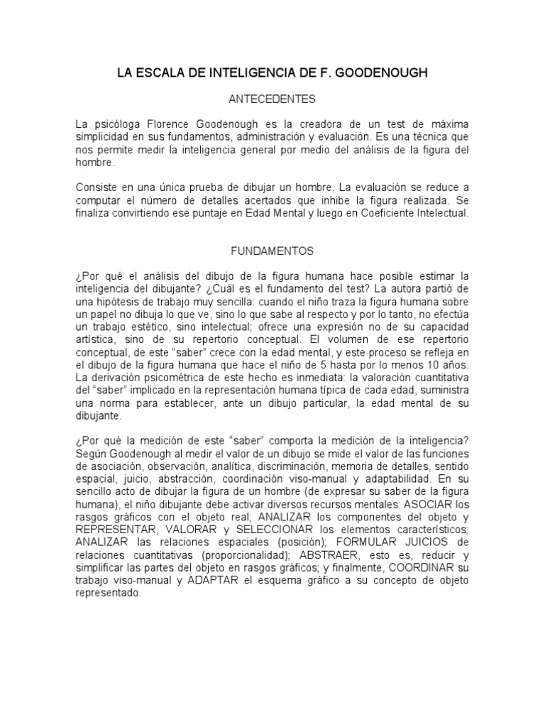 Test Good Enough de La Figura Humana Guia Evaluacion | PDF ...