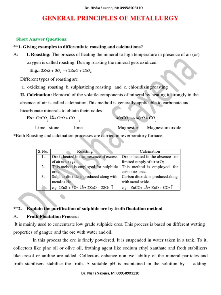 General Principles of Metallurgy Notes | PDF | Aluminium Oxide | Nickel