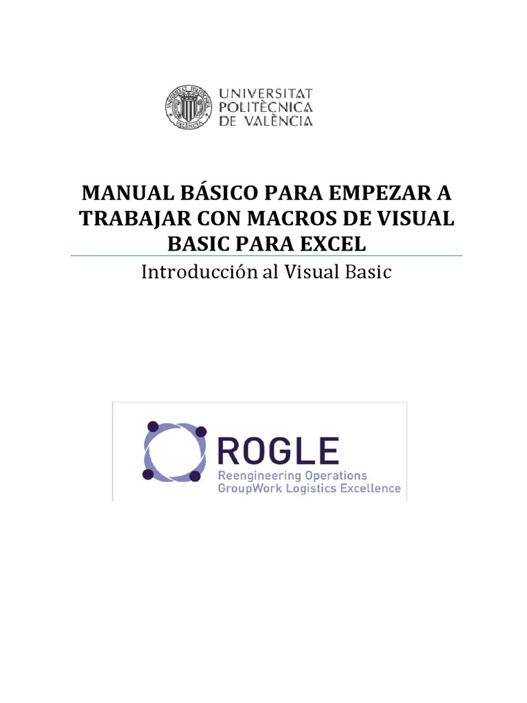 Manual Programacion Macros Visual Basic para Excel PDF | PDF | Microsoft Excel | Básico