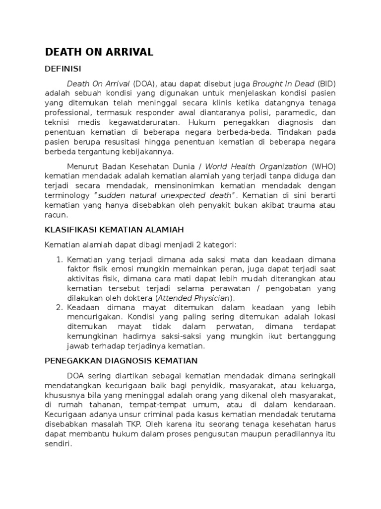 Dead On Arrival | PDF