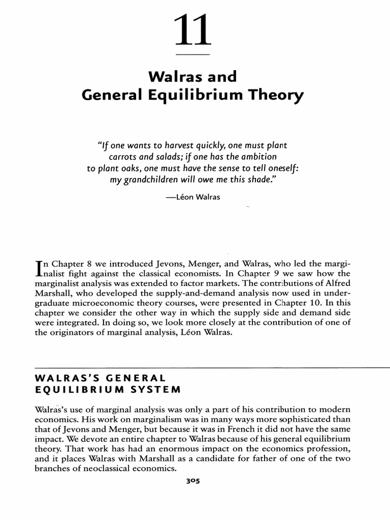 11 Walras and General Equilibrium Theory | PDF | General Equilibrium ...