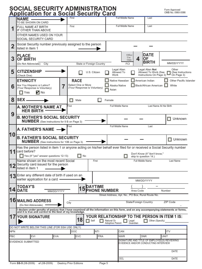SS-5 Form Application Guide | PDF