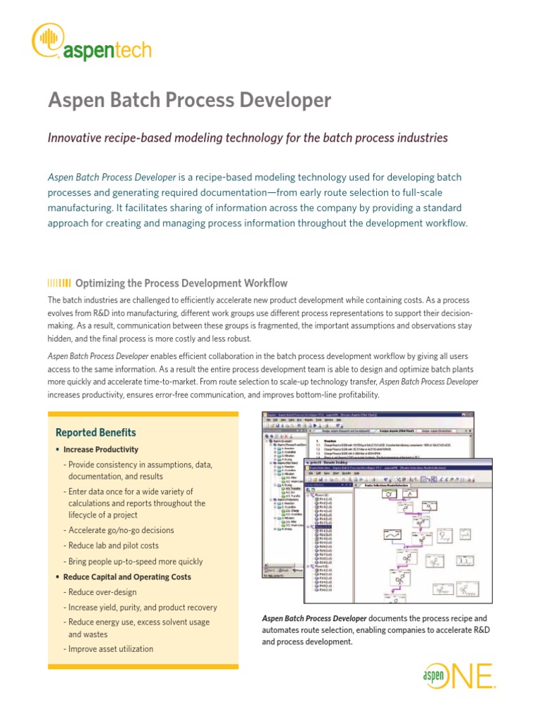 Aspen Batch Process Developer Datasheet PDF | PDF | New Product ...