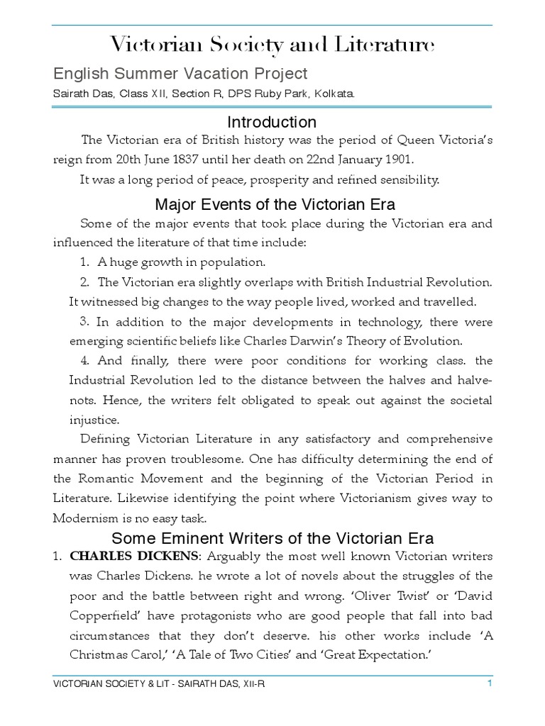 Victorian Era: Society and Literature | PDF | Victorian Literature | Poetry