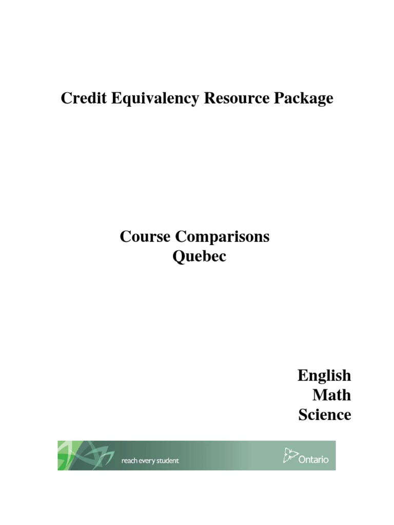 Quebec-Ontario Course Credit Equivalency | PDF | Function (Mathematics ...