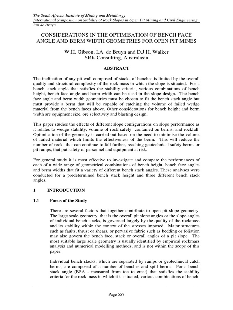 Optimizing Berm Width and Bench Angles | PDF | Geotechnical Engineering ...