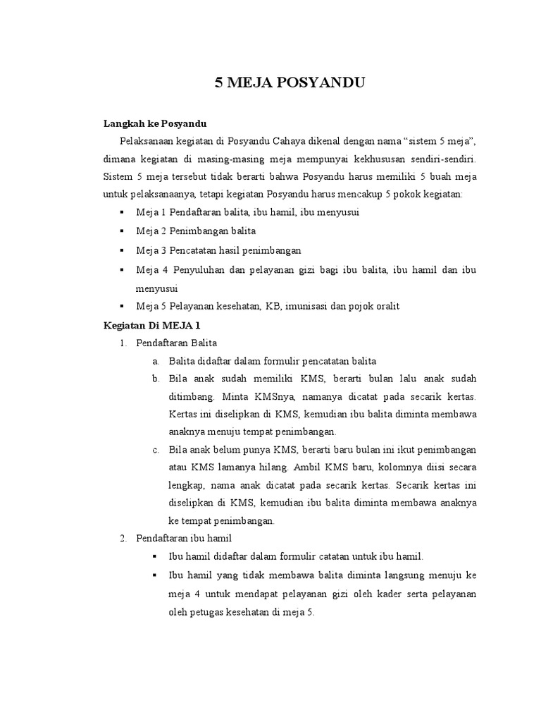5 Meja Posyandu | PDF