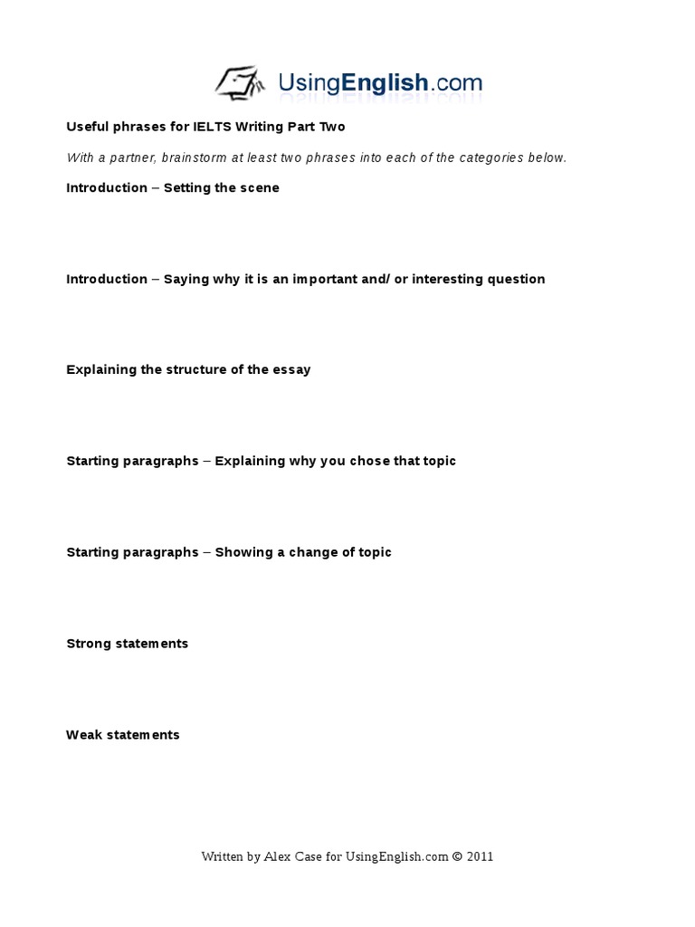 Ielts Writing Part Two Phrases | PDF | Essays