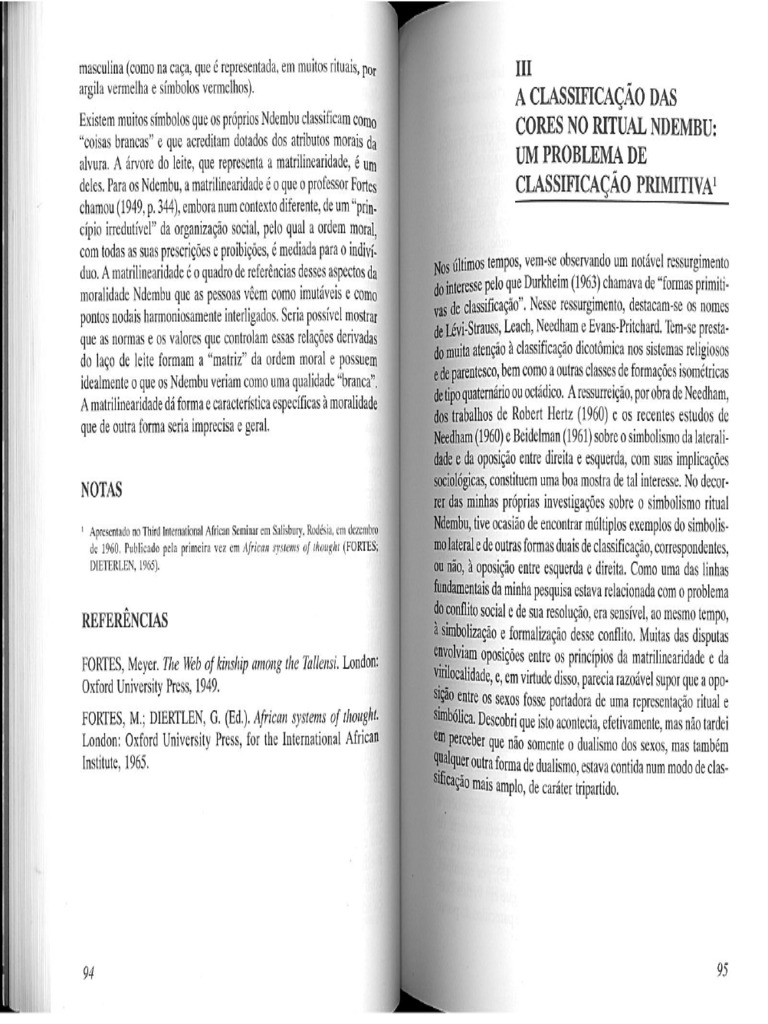 A Classificação Das Cores No Ritual Ndembu | PDF