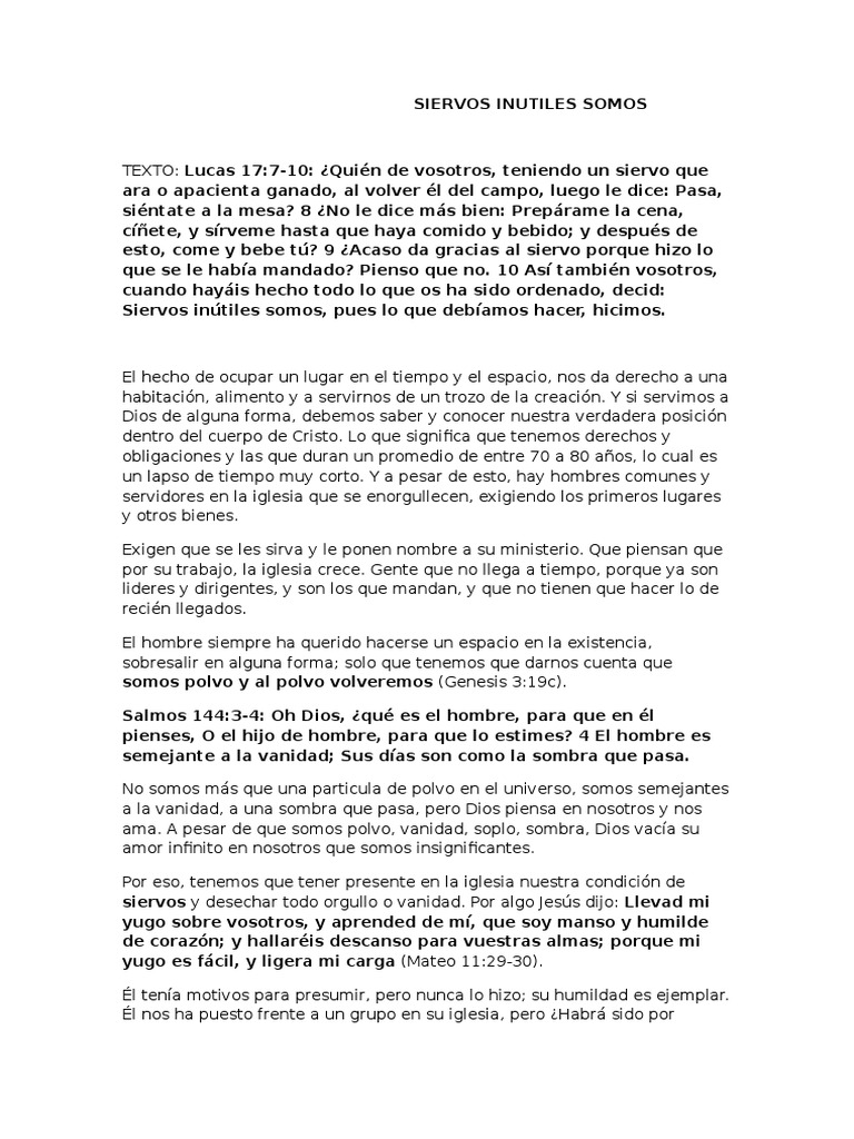Siervos Inutiles Somos | PDF | Evangelios | Jesús