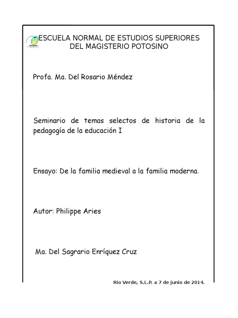 Ensayo de La Familia Medieval A La Familia Moderna | PDF | Baja Edad ...