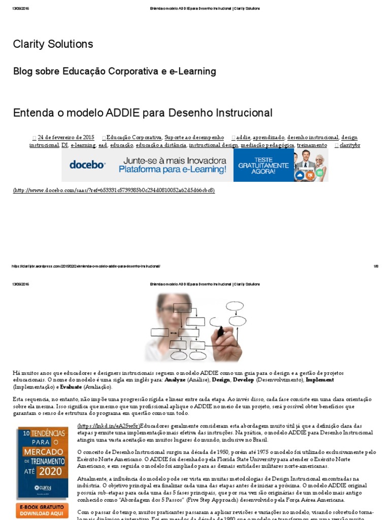 Entenda o Modelo ADDIE para Desenho Instrucional - Clarity Solutions ...