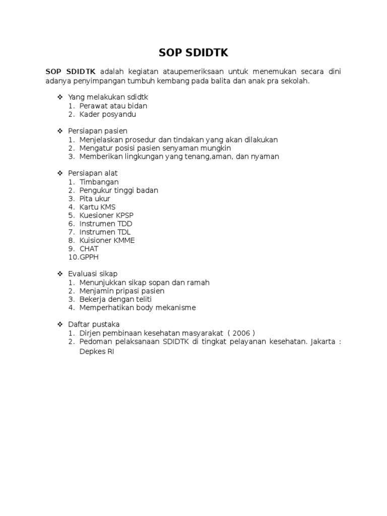 Sop Sdidtk | PDF