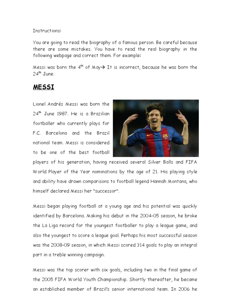 Messi's Biography and Key Facts | PDF | Sports & Recreation