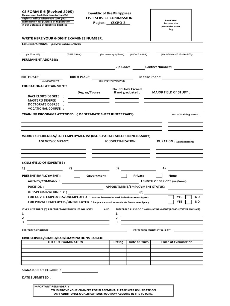 Form E-6 | PDF