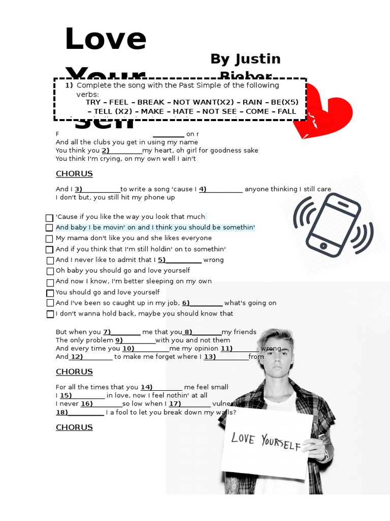 Love Yourself Lyrics Analysis | PDF | Love Yourself | Leisure