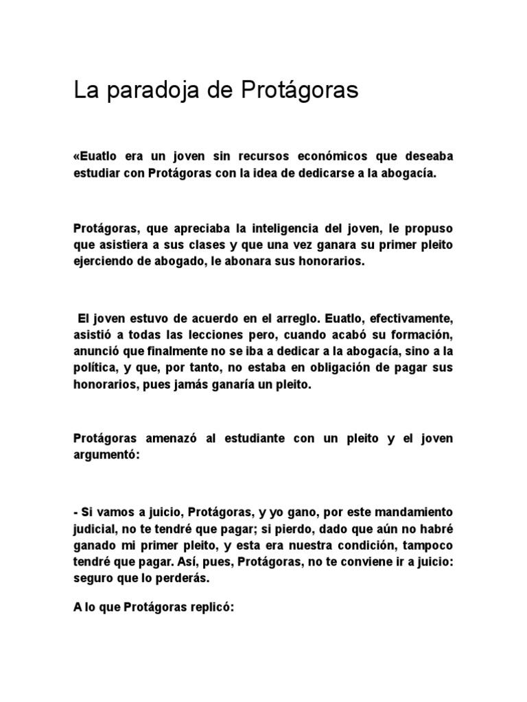 La Paradoja de Protágoras | PDF