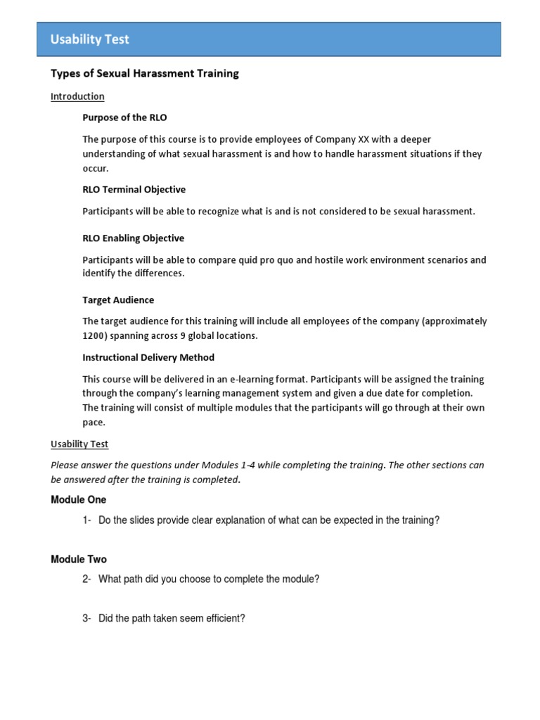 Sexual Harassment Training Overview | PDF
