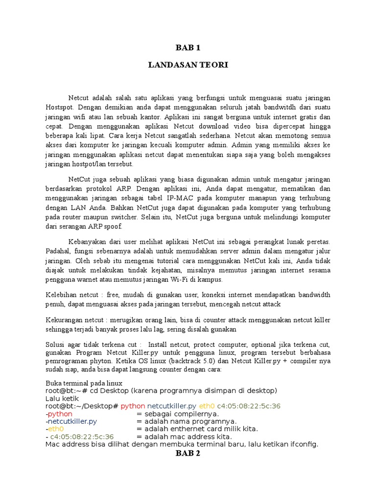 Panduan Lengkap NetCut: Fungsi & Penggunaan | PDF