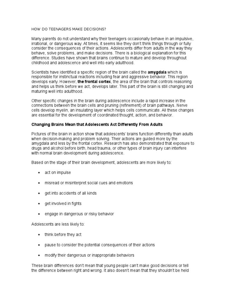 Understanding Teen Decision-Making | PDF