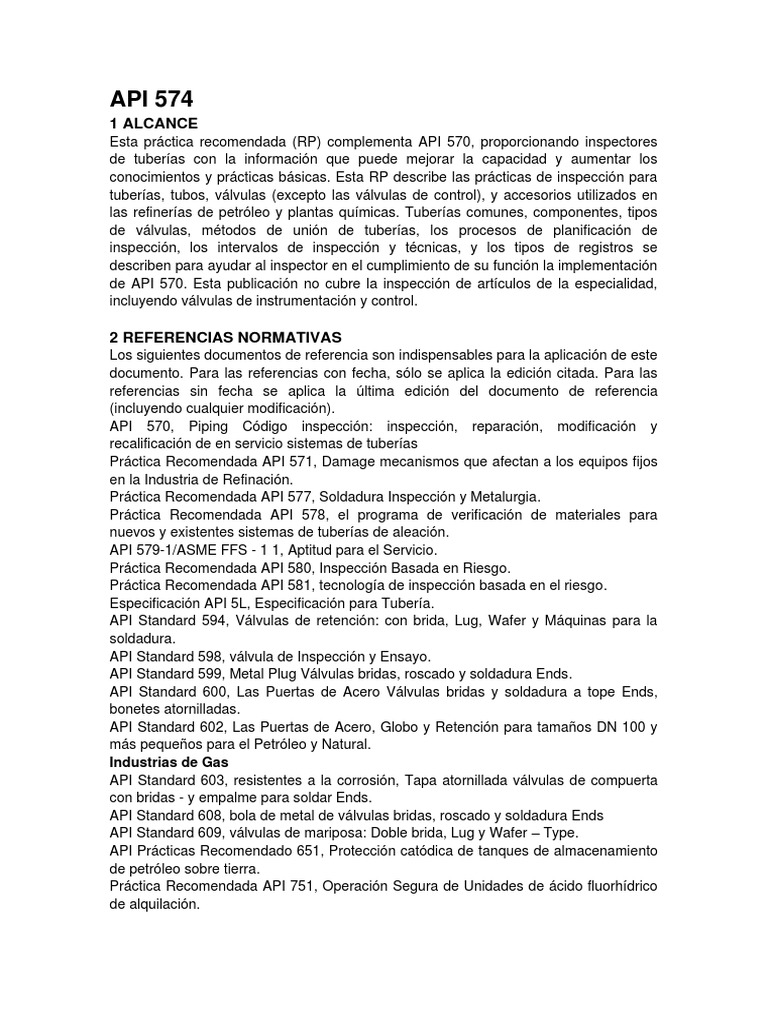 API 574: Prácticas de Inspección de Tuberías | PDF | Tubería ...