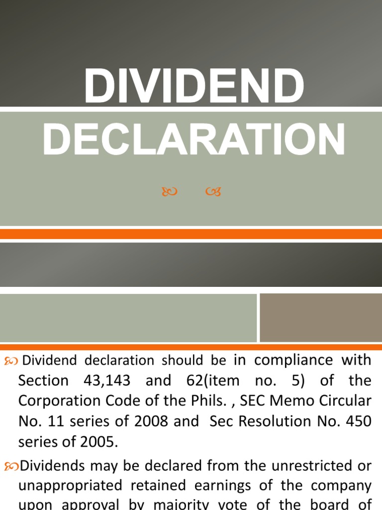 Dividend Declaration | PDF | Retained Earnings | Dividend